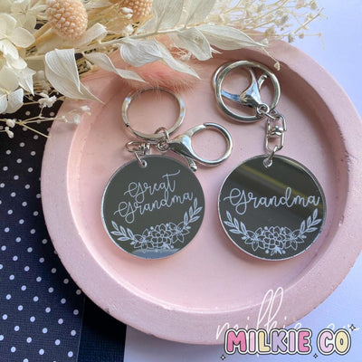 Bloom Personalised Mirror Keychain - Milkie Co