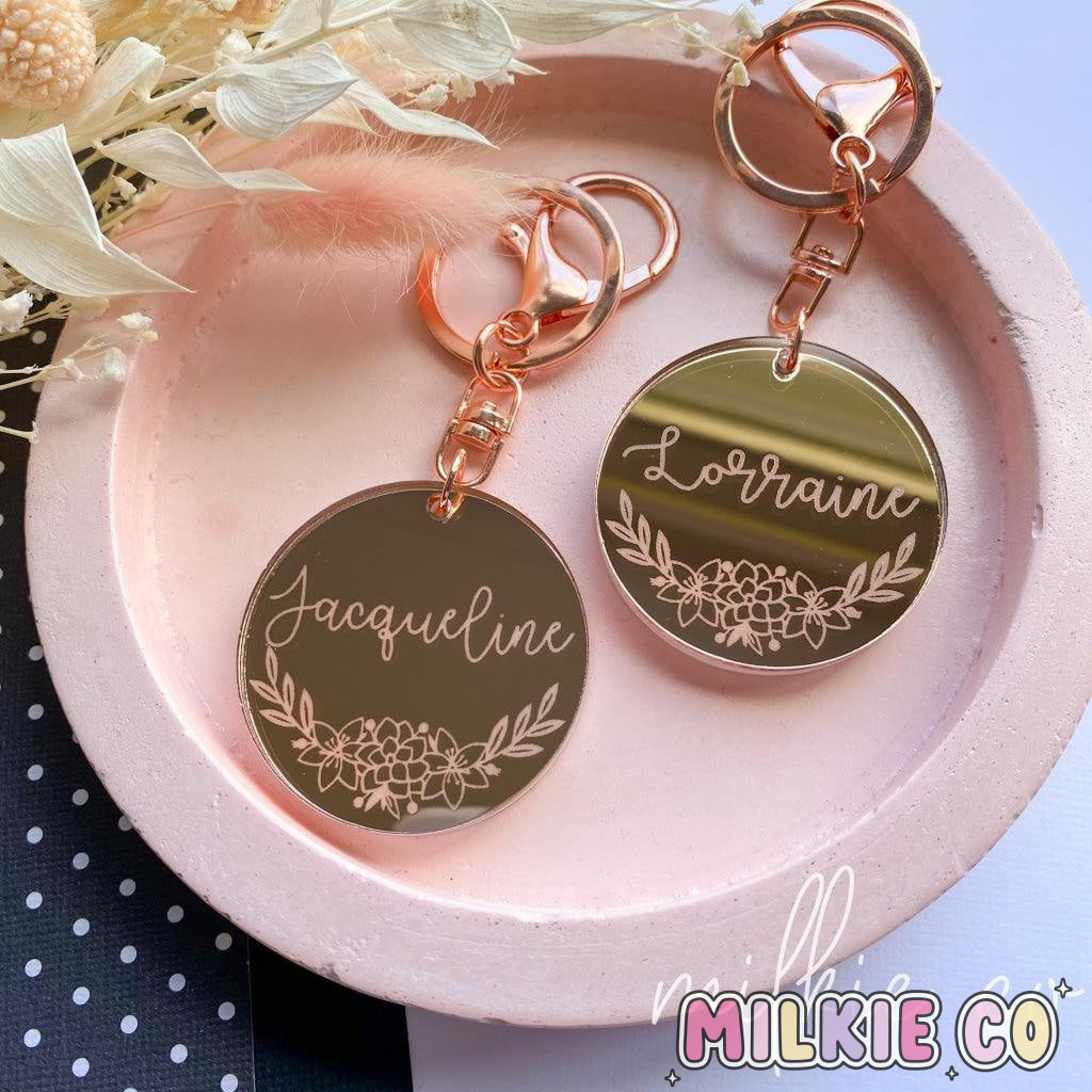 Bloom Personalised Mirror Keychain - Milkie Co