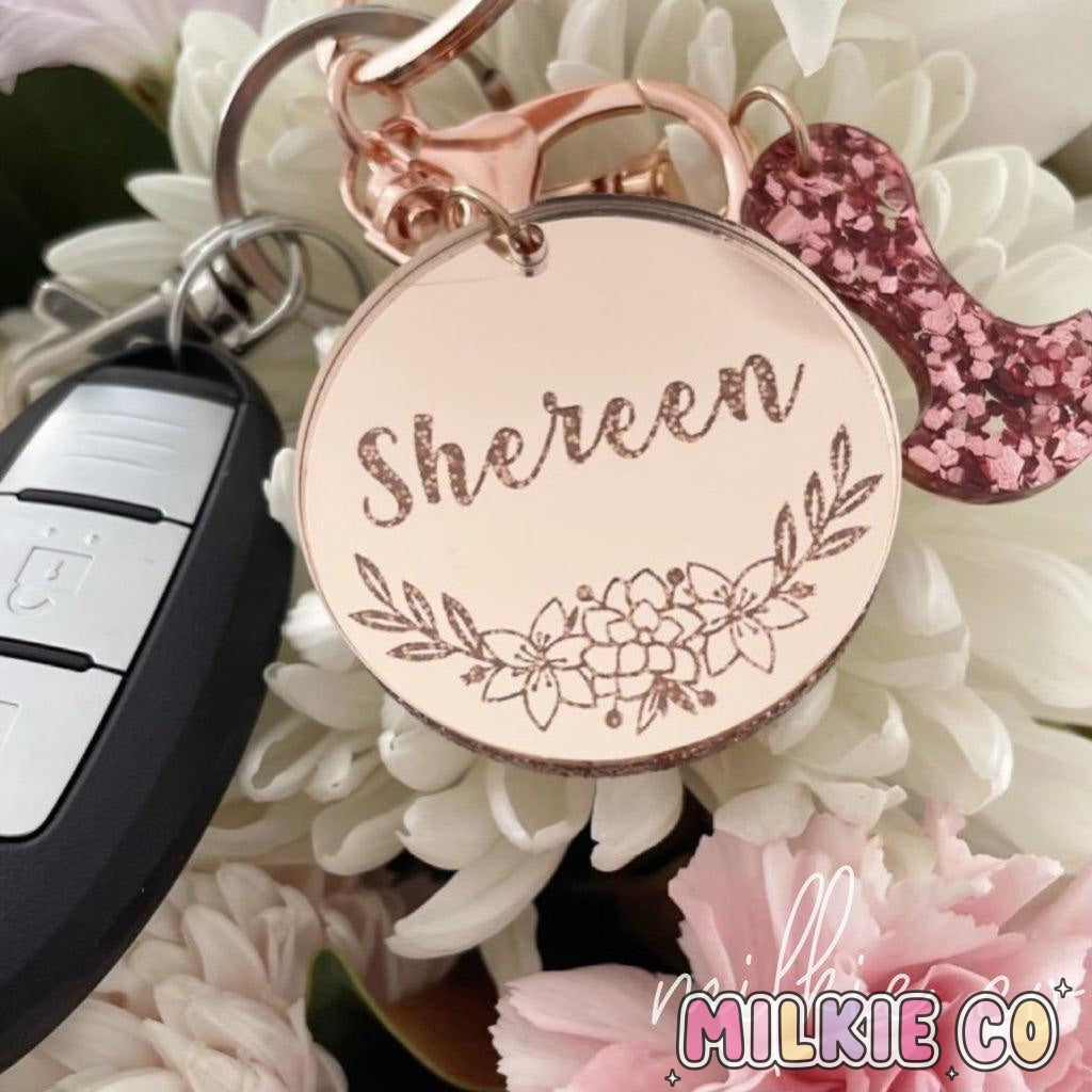 Bloom Personalised Mirror Keychain - Milkie Co