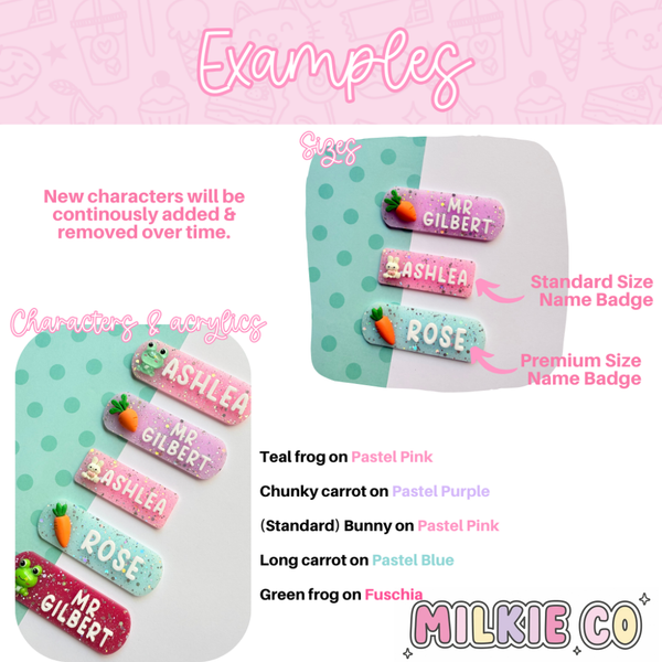 Bunny Character Name Badges - Milkie Co