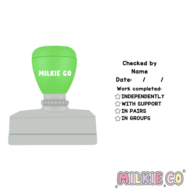 Rectangular: Work Completed Checklist Stamp - Milkie Co